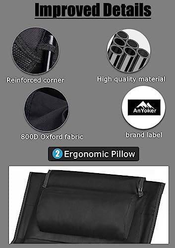 AnYoker Camping Chair, High-Back Compact Backpacking Chair, Portable Folding Chair, Beach Chair with Side Pocket and headrest, Lightweight Hiking Chair 0066YY (Coffee)