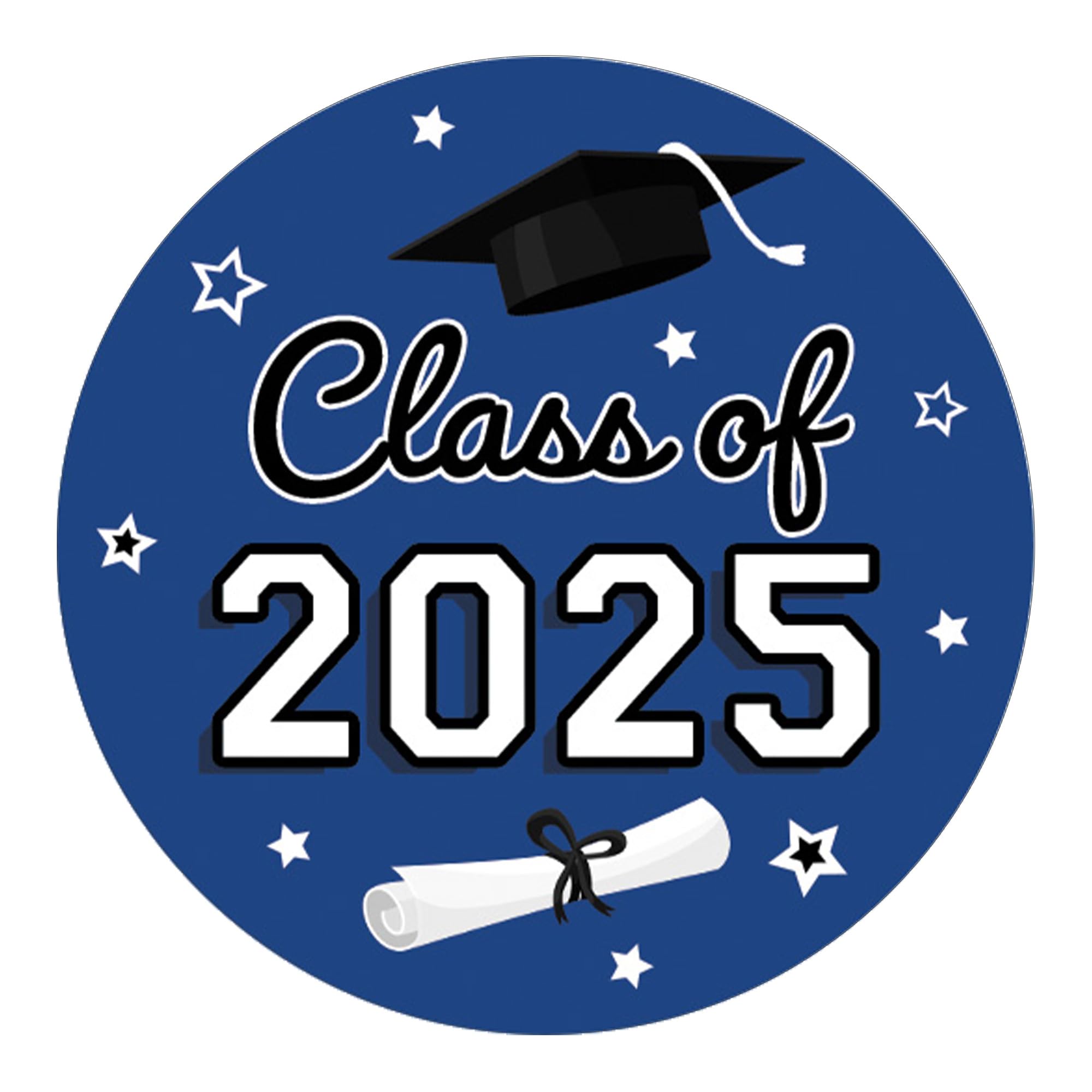Graduation Class of 2024 Party Favor Stickers, Graduation Stickers for Envelopes, Bag Seals - 1.75 in. Round - 40 Labels (Gold Blue)