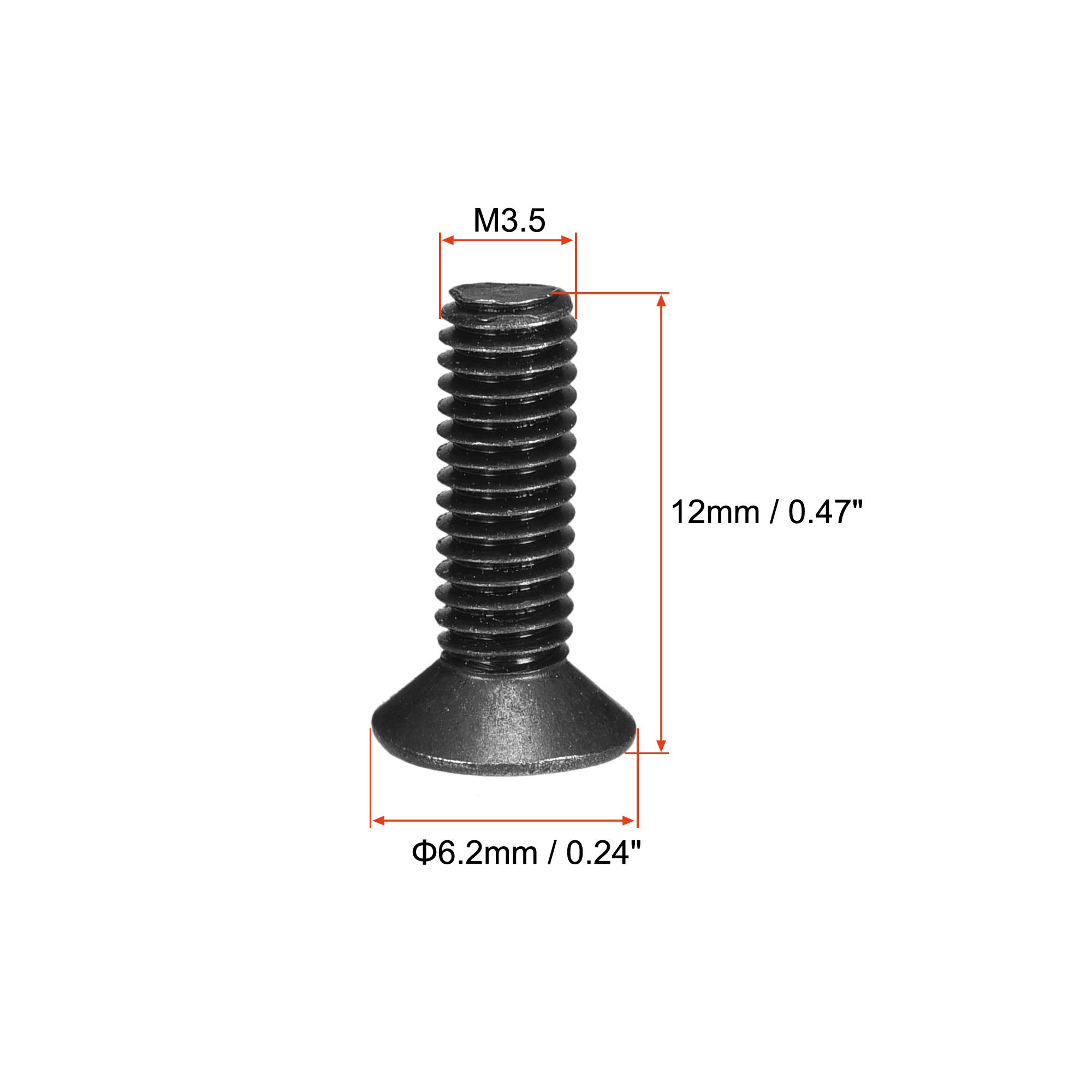 uxcell M3.5 x 12mm Phillips Screw Fastener Black for Laptop PC TV Fan Switch 150pcs