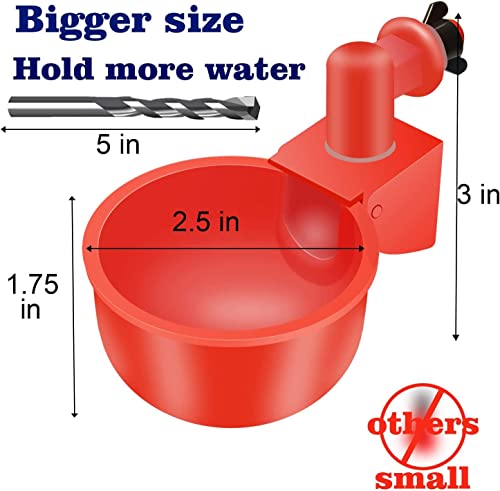 6 Chicken Water Cups and 6 Chicken Waterer Nipples with Drill Bit,Chicken Water Feeder Set,Automatic Filling Poultry Drinking Bowl for Chicken Duck Turkey Geese Quail