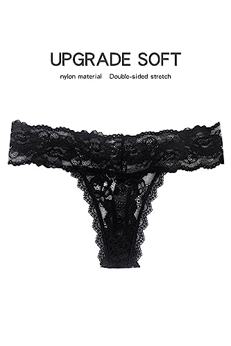Banamic Thongs for Women Seamless Underwear Lace Panties Thong