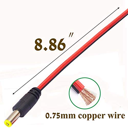 VONVOFF DC Power Pigtail Cable,5.5x2.1mm 18AWG Male and Female DC Connector Plug,12V 5A Barrel Jack Connector for CCTV Security Camera and Lighting Power Adapter (10 Pairs)