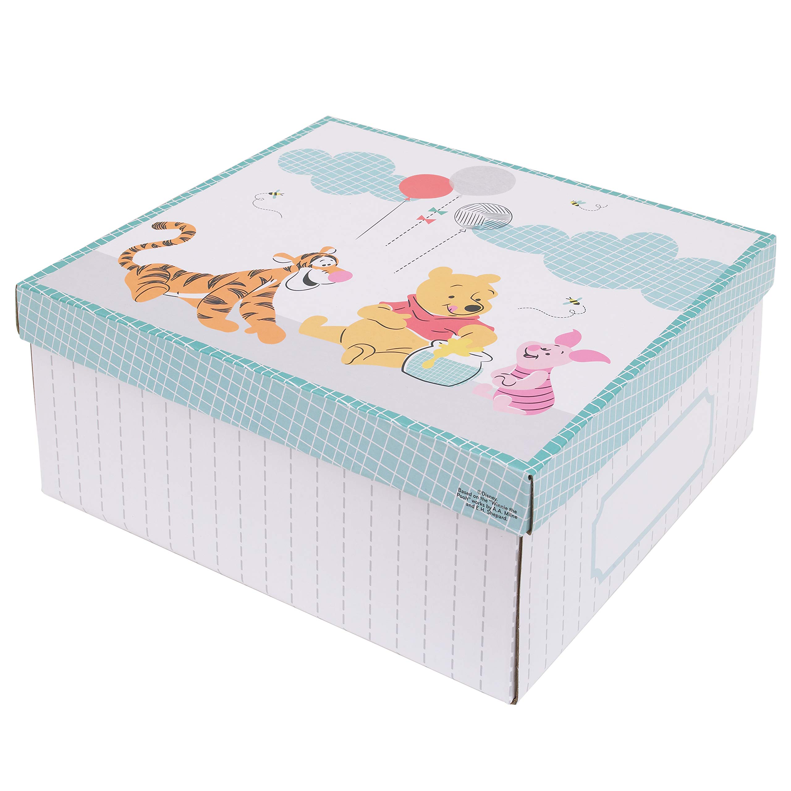 Disney Winnie The Pooh First Best Friend 4 Piece Nursery Crib Bedding Set, Aqua/Grey/White/Red, 4 Piece Set (Pack of 1)