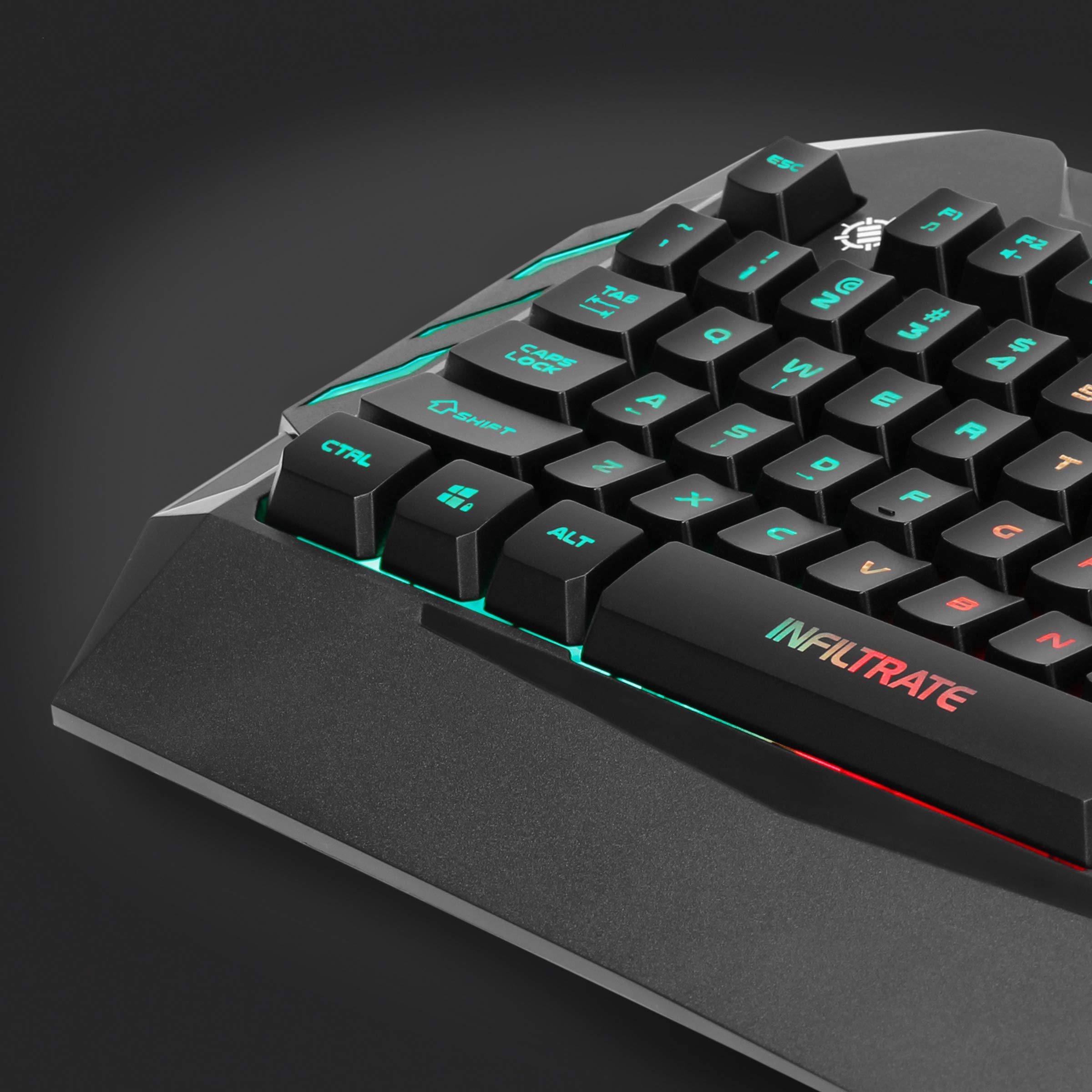 ENHANCE Infiltrate KL1 LED Gaming Keyboard - Multi Color Backlit Keyboard with 2 Lighting Modes, Spill Resistant Design, USB Braided Cable - 19 Key Rollover, Anti-Ghosting, & Multimedia Keys