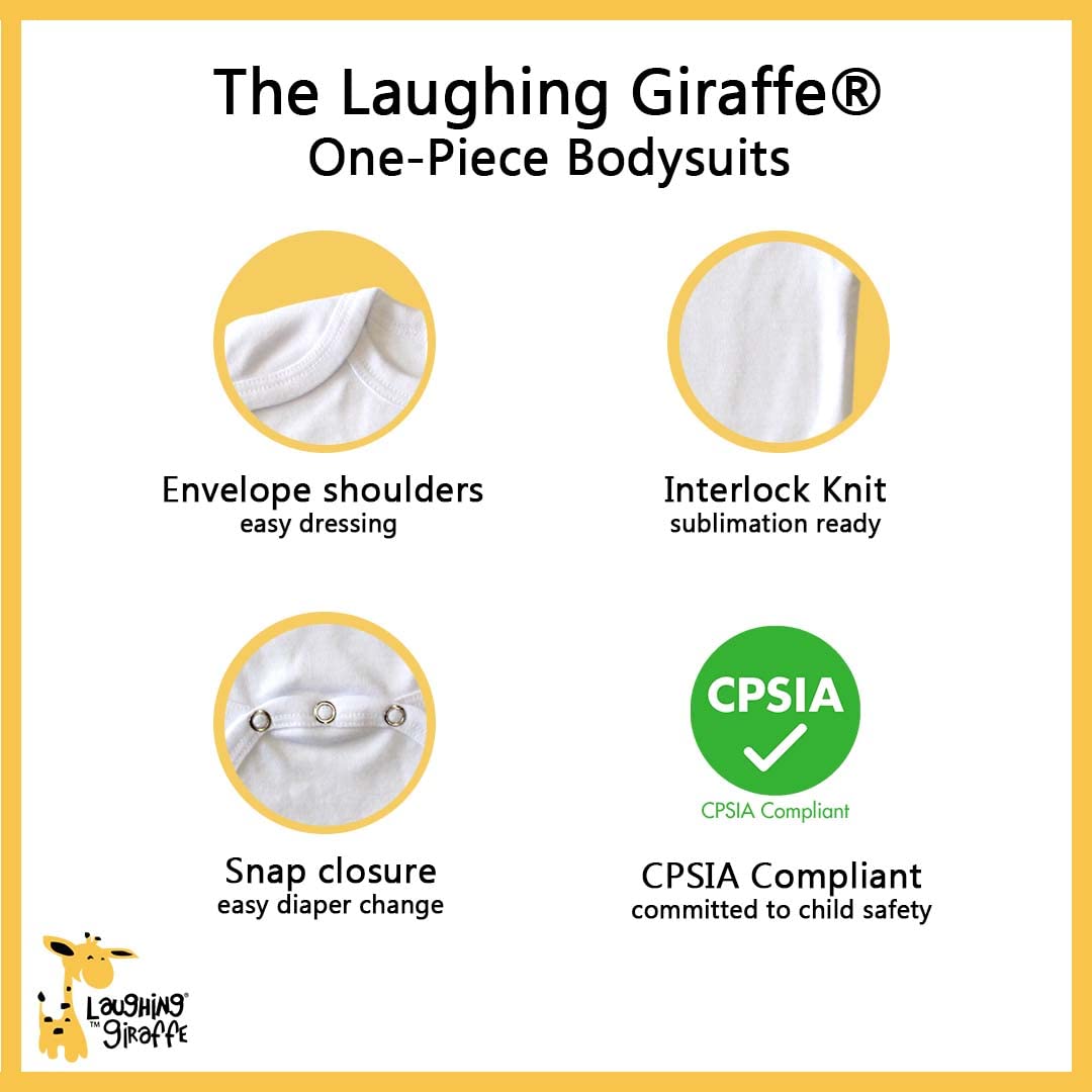 Laughing Giraffe Baby Short Sleeve One Piece Bodysuit 100% Polyester Sublimation Blank White (0-3 Months)