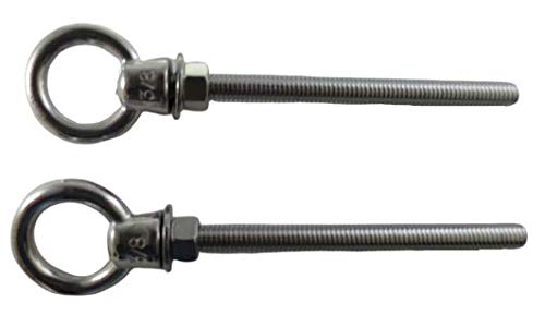 US STAINLESS 2 Pieces Stainless Steel 316 (Shape Type 307) Lifting Eye Bolt 3/8" UNC x 120mm Marine Grade Pitch of 16