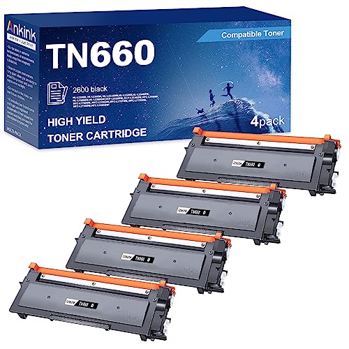 ANKINK High Yield TN660 TN630 Black Toner Cartridge Replacement for Brother TN-660 630 to Use with MFC-L2700DW L2720DW L2740DW HL-L2300D L2320D L2360DW L2380DW DCP-L2540DW Laserjet Printer(4 Pack)
