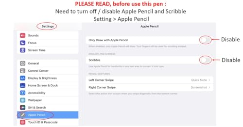 Stylus Pen Pencil 1st Generation Gen Replacement for Apple iPad Pro 1st iPad 1st 2nd 3rd 4th 5th iPad Mini 1 2 3 4 iPad Air 1st 2nd iOS Android Capacitive Tablet Touch Screen+Free Holder (Black)