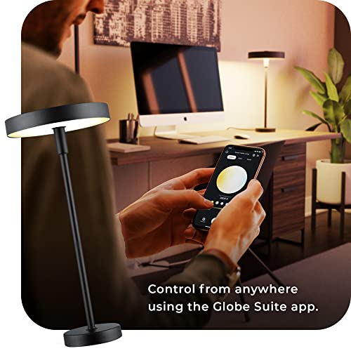 Globe Electric 67240 Wi-Fi Smart Table Lamp, Satin Black, No Hub Required, Voice Activated, 7 Watts, Multicolor Changing RGB, Tunable White 2000K - 5000K, 400 Lumens, 50,000 Hours, 80 CRI