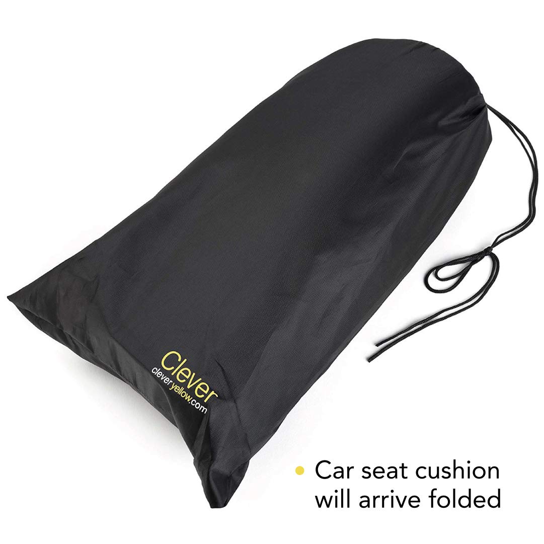 Car Seat Booster Cushion with Strap - Extra Firm for Added Height, Thick 2 Inch Foam Auto Wedge, Coccyx Support for Back, For Drivers, Office Chairs, Wheelchairs, Breathable, Washable Cover