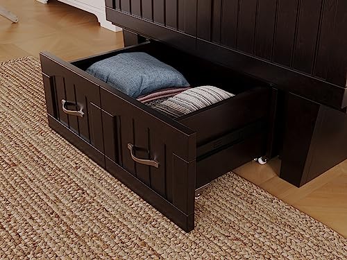 AFI, Nantucket Twin Murphy Bed Chest with Mattress, Storage Drawer and Built-In USB Charger, Espresso