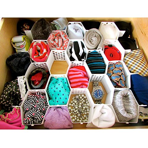 Evelots 4 Pack Dresser Drawer Organizer-Divider-Sock-Belt-Scarf-Underwear-112 Slots Total