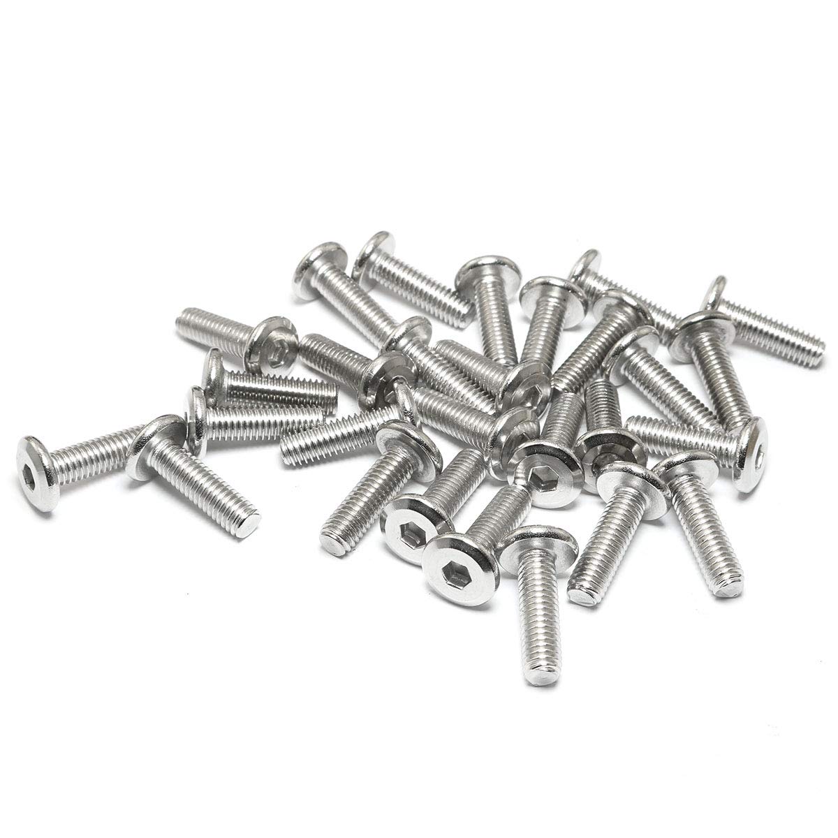 Pro Bamboo Kitchen 24pcs 304 Stainless Steel Hexagon Socket Head Screw, M6x20mm Inverted Flat Head Bolt, Oblique Round Head Hexagon Screw, Furniture Screw Countersunk Connector Fastener