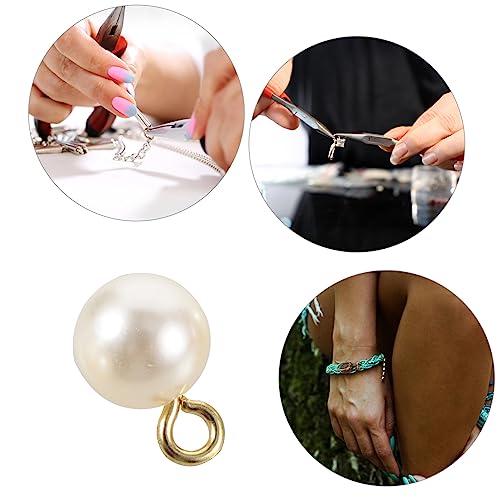 EXCEART 100pcs Faux Pearl Beads 10mm Peal Pendant Charms for Dangle Earrings Necklace Bracelet DIY Jewelry Making Accessories