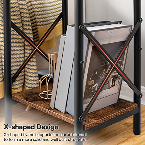 ALLOSWELL Nightstands Set of 2, End Tables with Storage Shelf, Bedside Tables X-Shaped Design, Side Tables for Living Room, Bedroom, 14.6 x 10.6 x 19.9 Inches, Easy Assembly, Rustic Brown ETHR2801S2