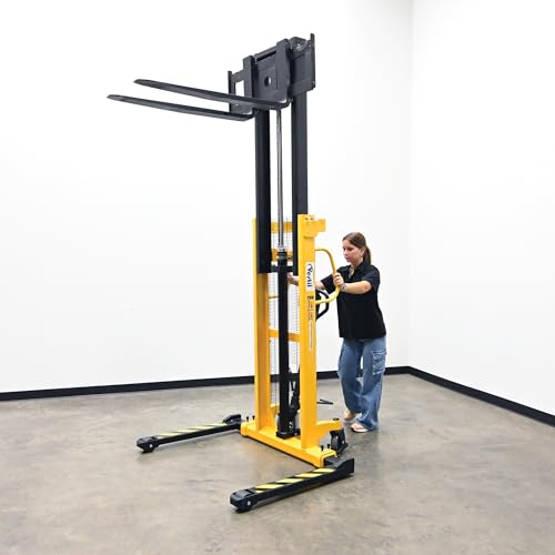 Vestil VHPS-2200-AA Man Stacker Adj Forks/Legs 2.2K, Yellow