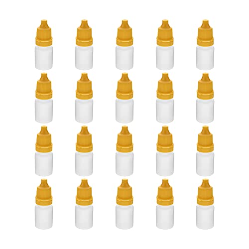 Othmro 20Pcs 0.2oz Lab Dropping Bottles 5ml PE Plastic Bottles Lab Eye Dropper Bottles Squeezable Eye Liquid Drop Bottle Small Mouth Drop Bottles Sample Seal Storage Bottles with Yellow Cap for Travel