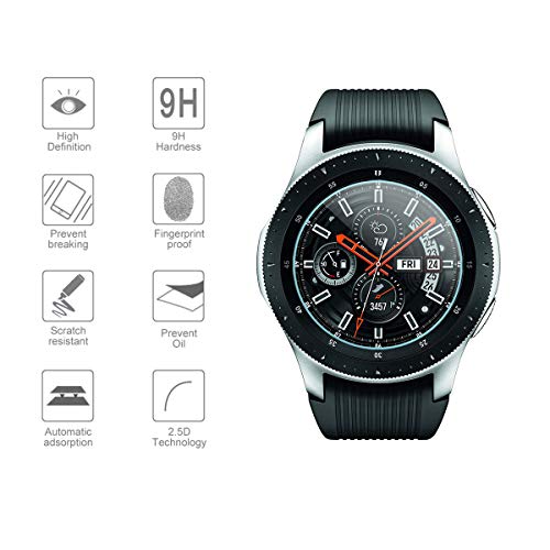 Diruite 4-Pack for Samsung Galaxy Watch 46mm (2018) / Gear S3 Screen Protector Tempered Glass, [2.5D 9H Hardness] [Anti-Scratch] (DO NOT Fit for Galaxy Watch 4 Classic 46mm)