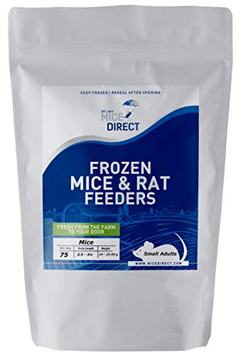 MiceDirect Frozen Small Adult Feeder Mice Food for Juvenile Ball Pythons, Adult Corn Snakes (75 Count)
