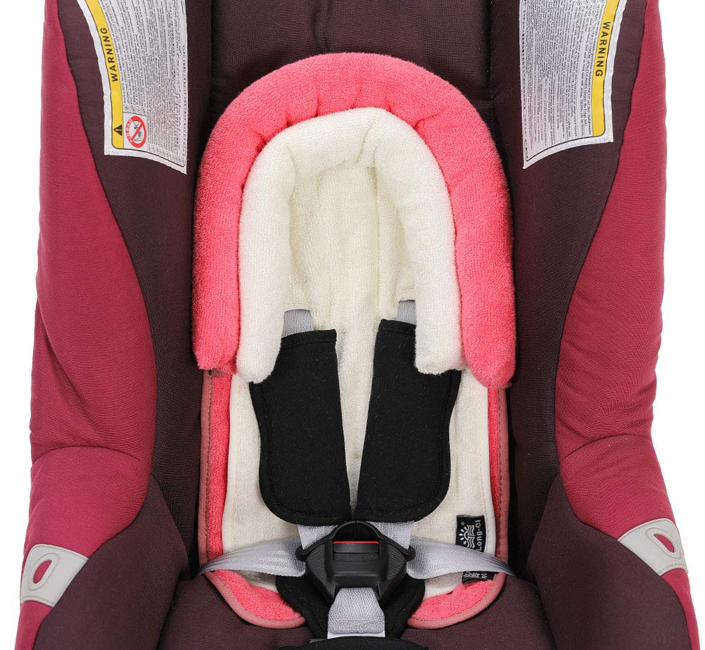 Long-Ci 2-in-1 Baby Insert Cushion Pad with Head Neck Body Support Pillow in Plush Terry for Newborn (Red Beige)