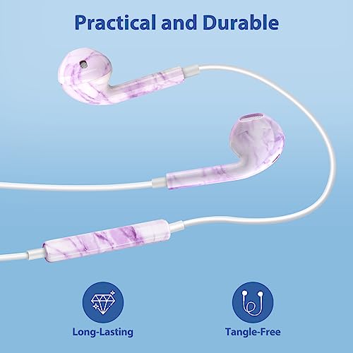 Aolcev USB C Wired Headphones, Noise Canceling Type C Earphones with Mic Earbuds Compatible with All Type C Devices USB C Earbuds for Samsung Galaxy Z Flip 5/4/3 S23 Ultra/S22/S21, Earbuds Purple