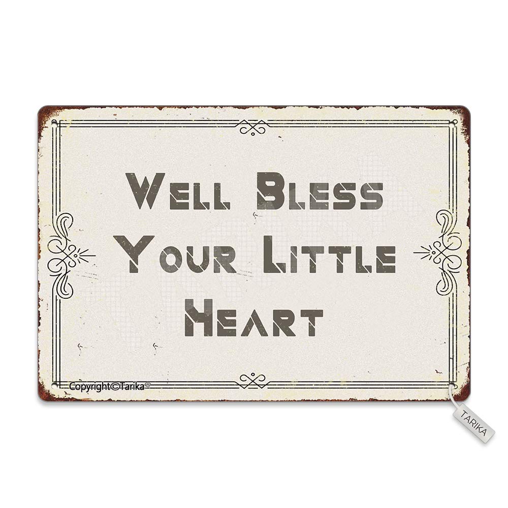 Well Bless Your Little Heart 20X30 cm Metal Vintage Look Decoration Plaque Sign for Home Kitchen Bathroom Farm Garden Garage Inspirational Quotes Wall Decor