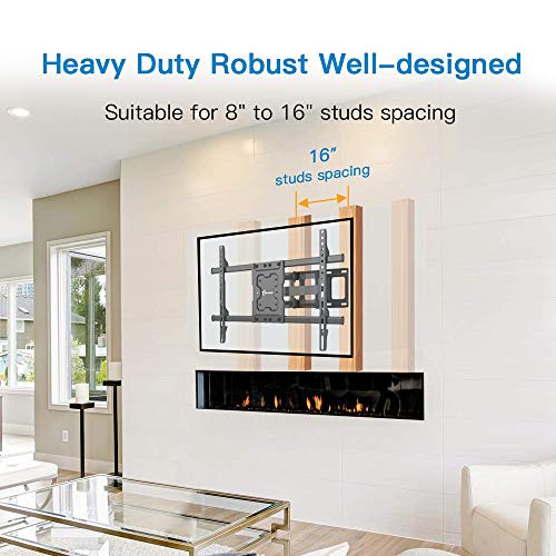 EVERVIEW Full Motion TV Wall Mount Bracket fits for Most 37-75 inch LED,LCD,OLED Flat Curved TVs,Dual Articulating Arms Swivels Tilts Rotation, VESA 600X400mm,132lbs,Fits 12/16" Wood Stud