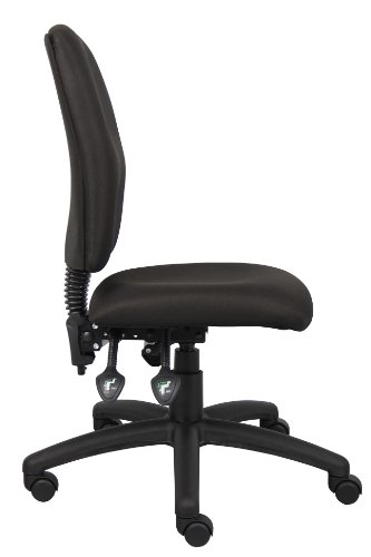 Boss Office Products Multi-Function Fabric Task Chair without Arms in Black (B3035-BK)