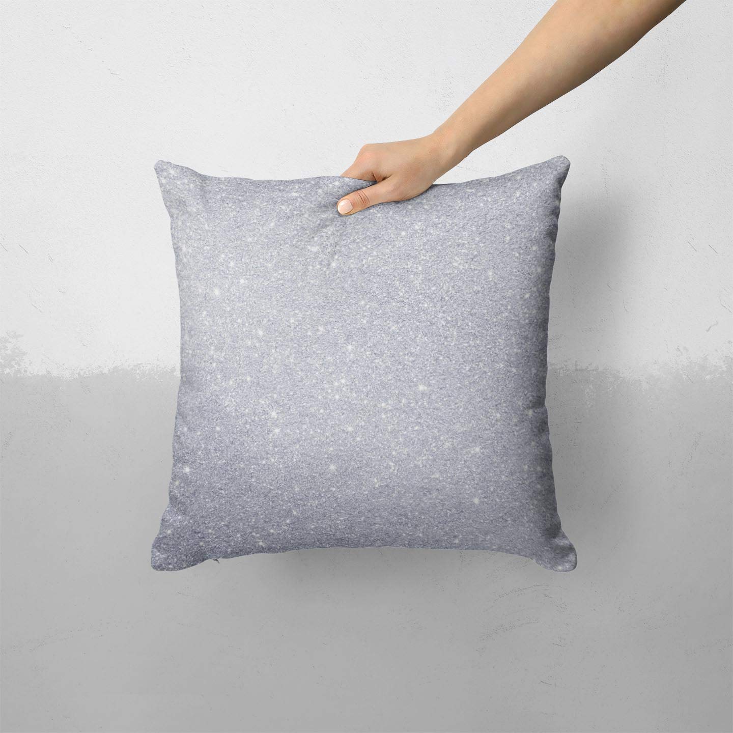 iiRov Silver Sparkly Glitter Ultra Metallic - Custom Decorative Home Decor Indoor or Outdoor Throw Pillow Cover Plus Cushion Set for Sofa, Bed or Couch (Pillow CASE Cover Plus Cushion)