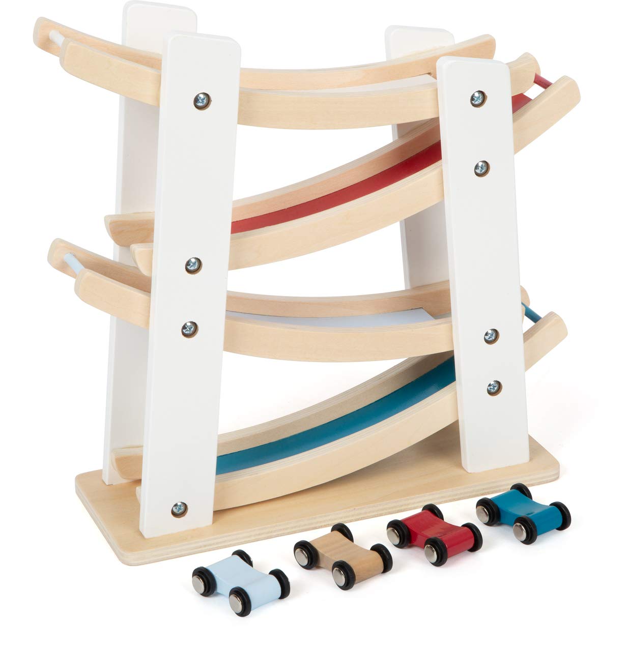 small foot wooden toys Car Ramp Racing Playset Designed for Children Aged 18+ Months, Multi