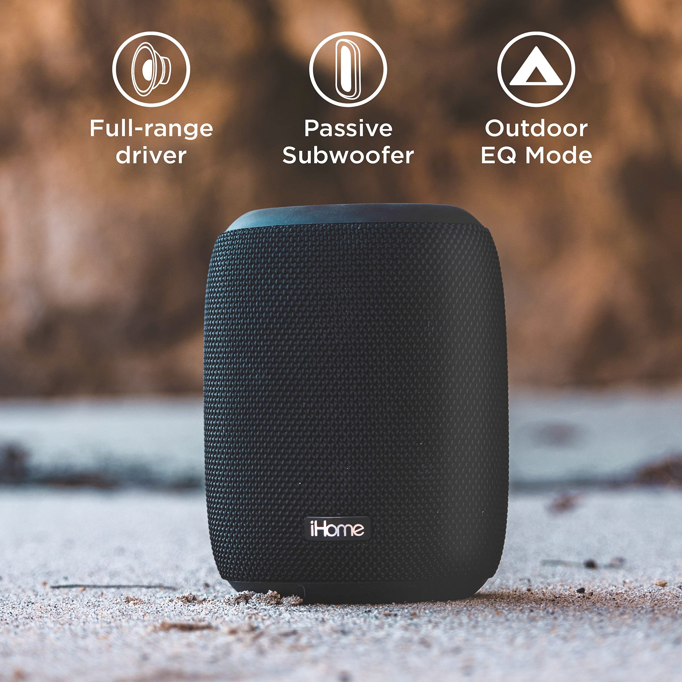 iHome Waterproof Bluetooth Speaker with Long Lasting Rechargeable Battery, Portable Speaker for Indoor and Outdoor Use