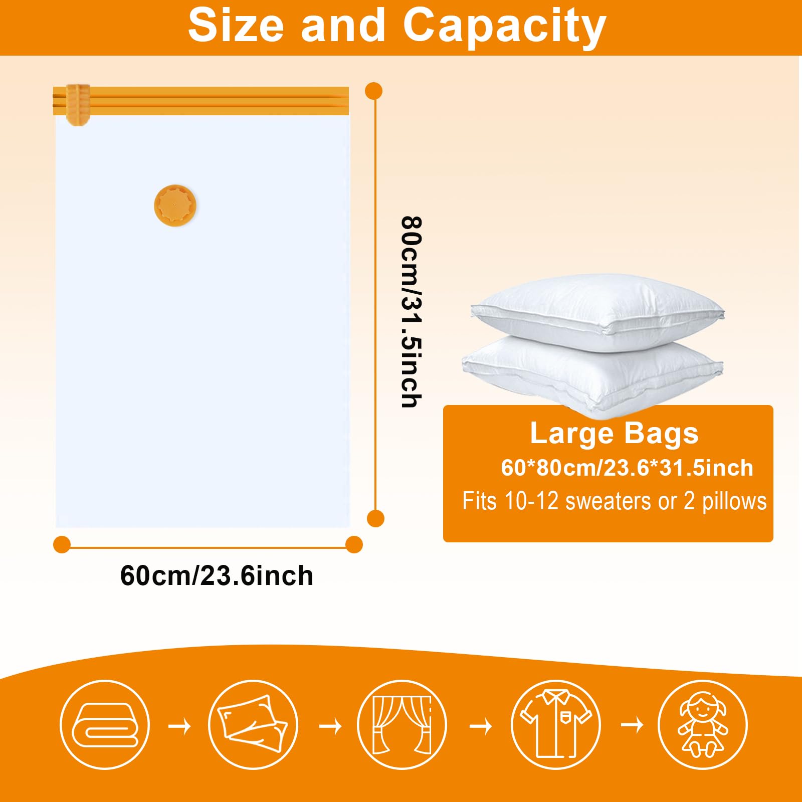 AGPTEK Large Vacuum Bags, 10 Bags a Set, Durable & Reusable Storage Bags- Perfect Space-Saving Solution for Clothes, Blankets, Comforters, and More. Ideal for Home Storage and Travel(No Pump Include)