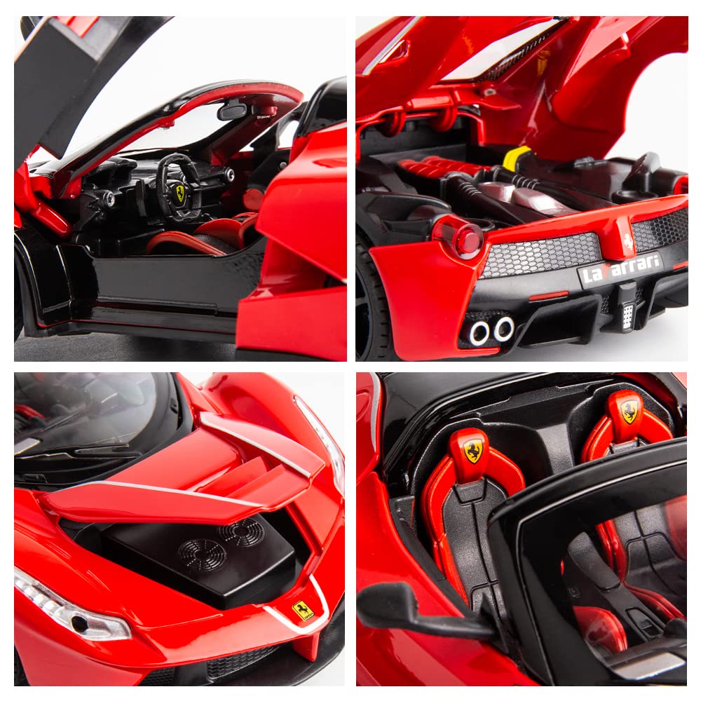 BDTCTK 1/22 Compatible for Ferrari Car Model Pull Back Car with Sound and Light for Kids Boy Girl, Vehicles Diecast Cars Model(Red)