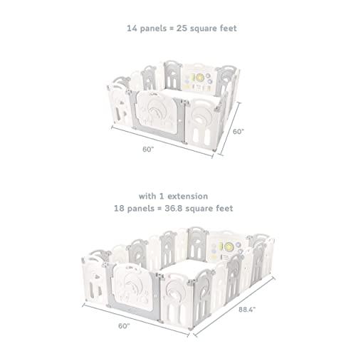 Cloud Castle Foldable Playpen 4-Panel Extension by Fortella (Gray)