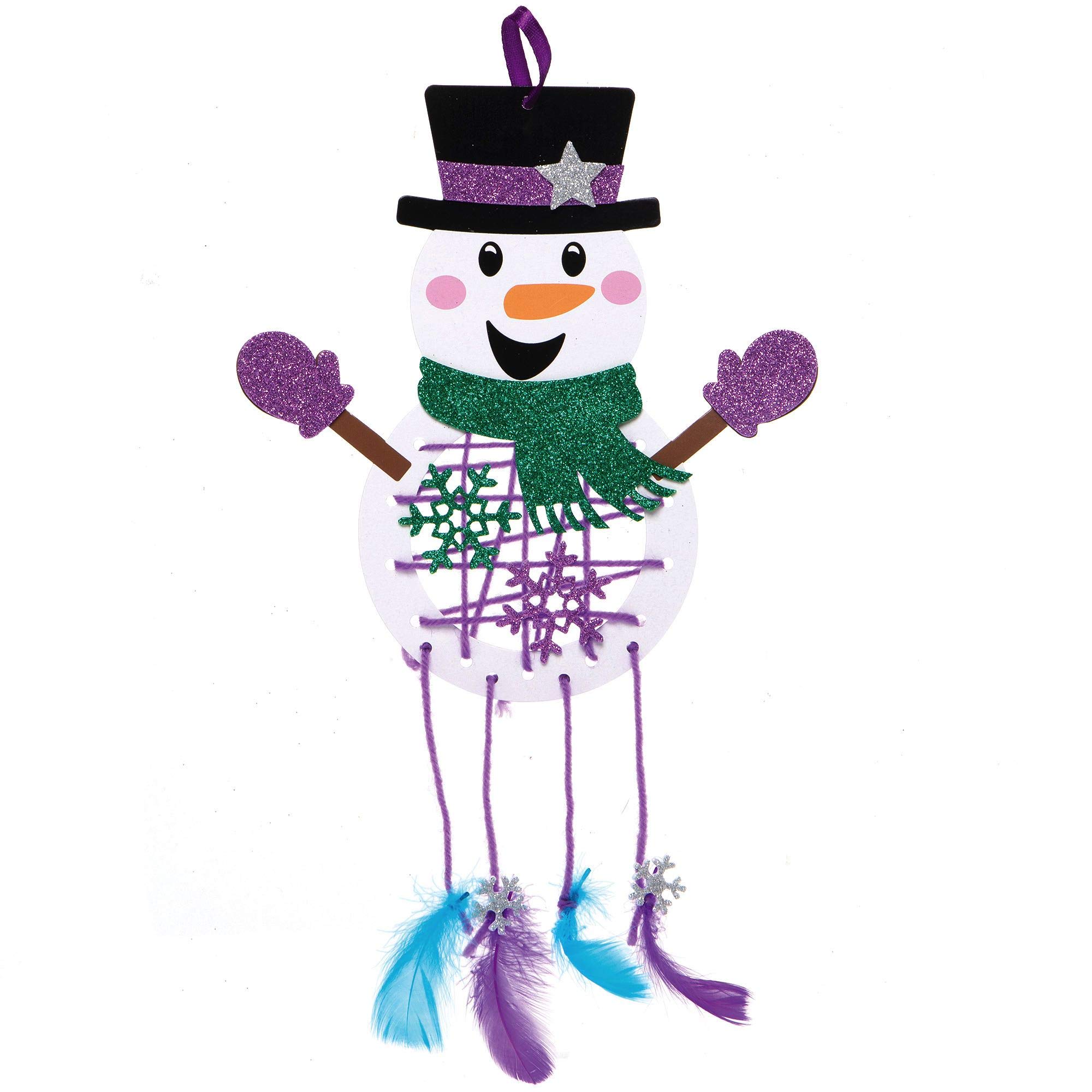 Baker Ross AX515 Snowman Dream Catcher Kit - Pack of 4, Creative Christmas Art and Craft Supplies for Kids to Make, Decorate and Display