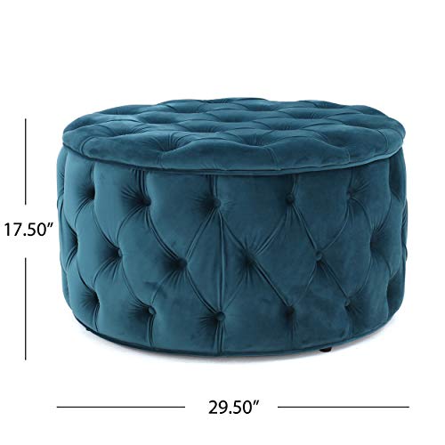 Christopher Knight Home Zelfa Velvet Ottoman, Dark Teal