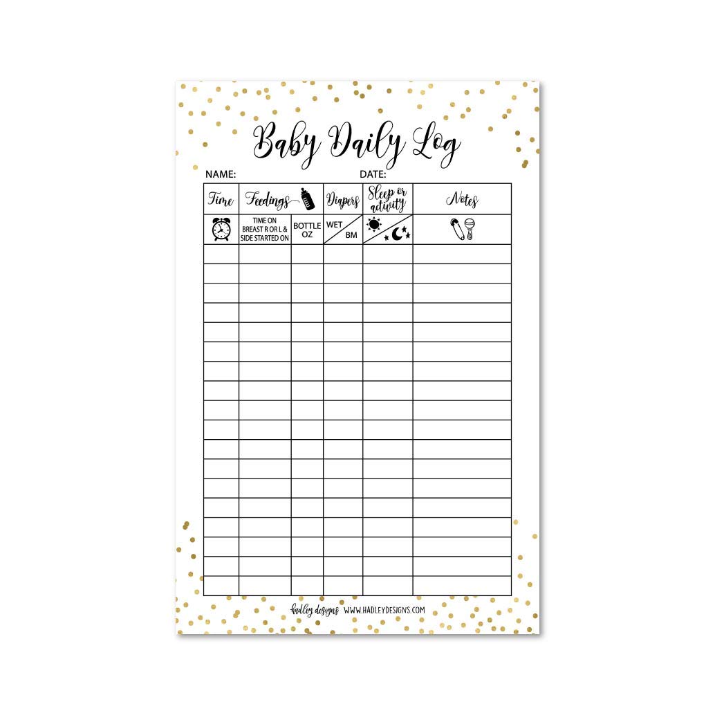 Newborn Baby Log Tracker Journal Book, Infant Daily Schedule, Feeding Food Sleep Naps Activity Diaper Change Monitor Notes For Babies, Mommy Nursing or Breastfeeding Record Tracking Chart 50 Sheet Pad