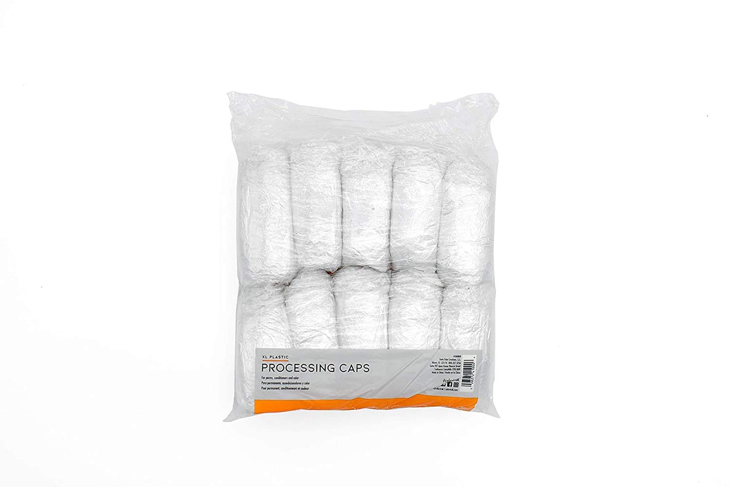 Colortrak Professional Bouffant Processing Caps, Single Use, Contain Hair During Perms, Conditioners, Relaxers, and Coloring, 21 Inch Diameter, Clear Plastic, Usable as Shower Cap, 100 Per Pack