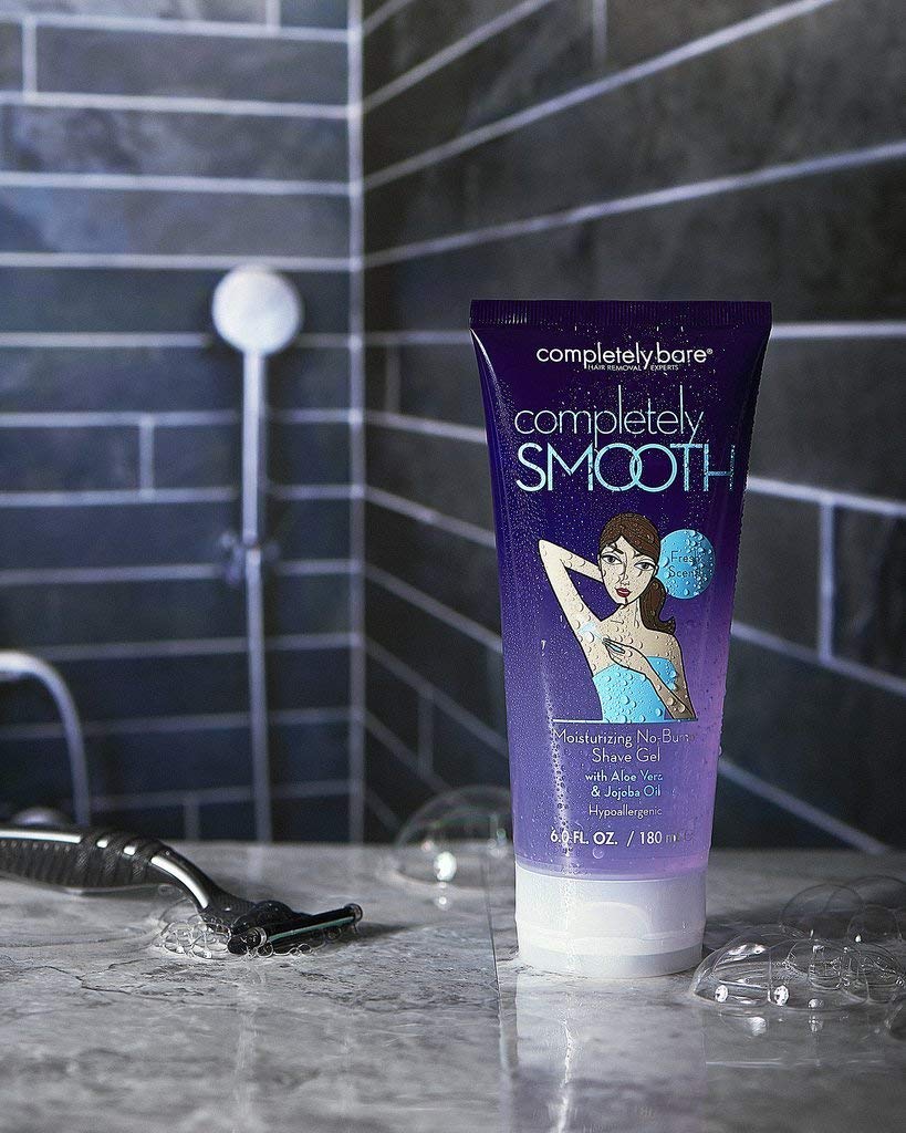 Completely Bare Completely Smooth Moisturizing No-Bump Shave Gel - All Natural, Aloe Vera, Jojoba Oil & Chamomile Prevents Irritation, Moisturize Dry Skin, Hypoallergenic, Vegan Formula 6oz, 2pck