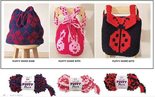 Alize Puffy More ,2 Skeins 10.58 Oz 24 Yds 100% Micropolyester ,Loop Yarn, Blanket Yarn, Velvet Yarn, Easy Knitting Yarn, no Hook , no Needle, New Yarn, Puffy Yarn, Bulky, Baby Yarn, Finger (6274)