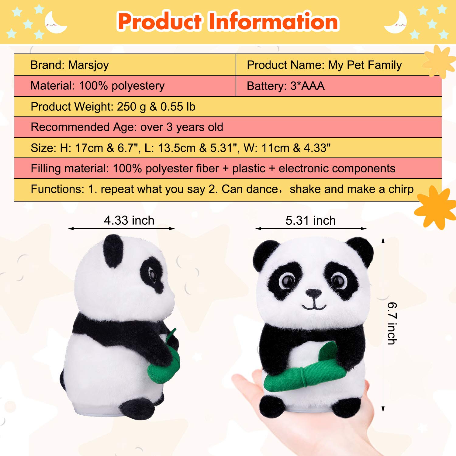 Marsjoy Easter Bunny Talking Robot - 6.3" Interactive Plush Toy, Repeats Your Words, Dances, and Shakes for Kids, Boys, Girls, and Babies