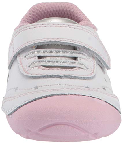 Stride Rite Girls Soft Motion Adalyn Athletic Sneaker, White/Silver, 4 Toddler