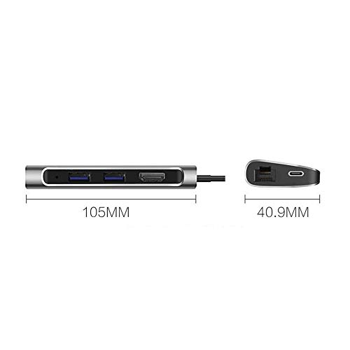 ZPLJ High-Speed USB C Hub 7 in 1 USB C Adapter with 4K HDMI 2 USB 3.0 Ports SD TF Card Reader PD Charging,Gigabit Network Card Compatible USB Hub Adapter Portable