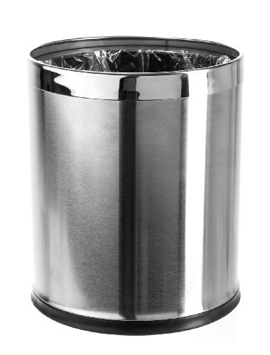 Brelso 'Invisi-Overlap' Open Top Stainless Steel Trash Can, Small Office Wastebasket, Modern Home Décor, Round Shape