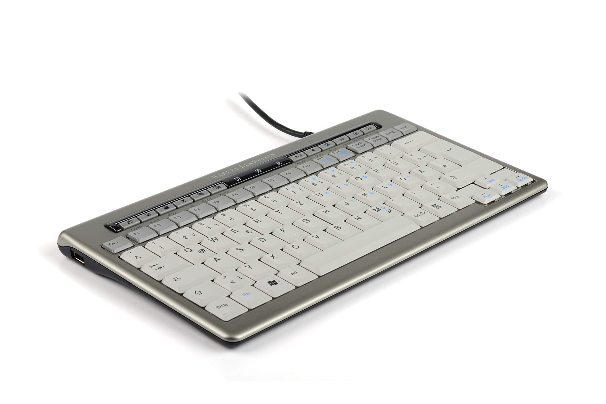BakkerElkhuizen S-Board 840 Keyboard Ergonomic Compact, Lightweight for use with Laptop and Desktop PCs., an Integrated Numeric pad, a Larger Enter Key, and Two USB Ports.