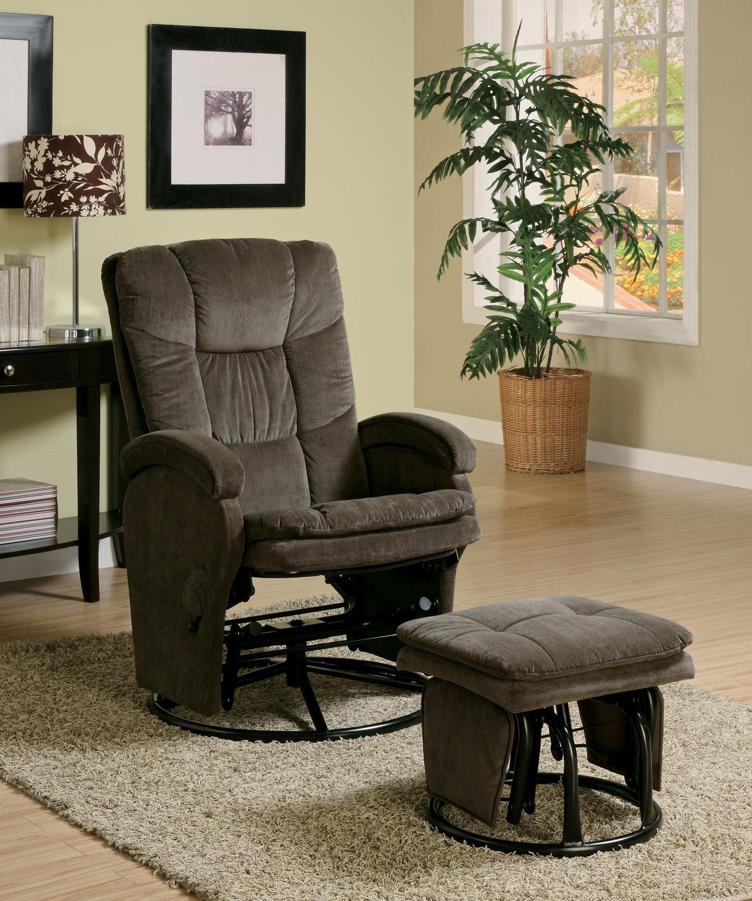 Coaster Furniture Reclining Glider with Matching Ottoman Chocolate 600159