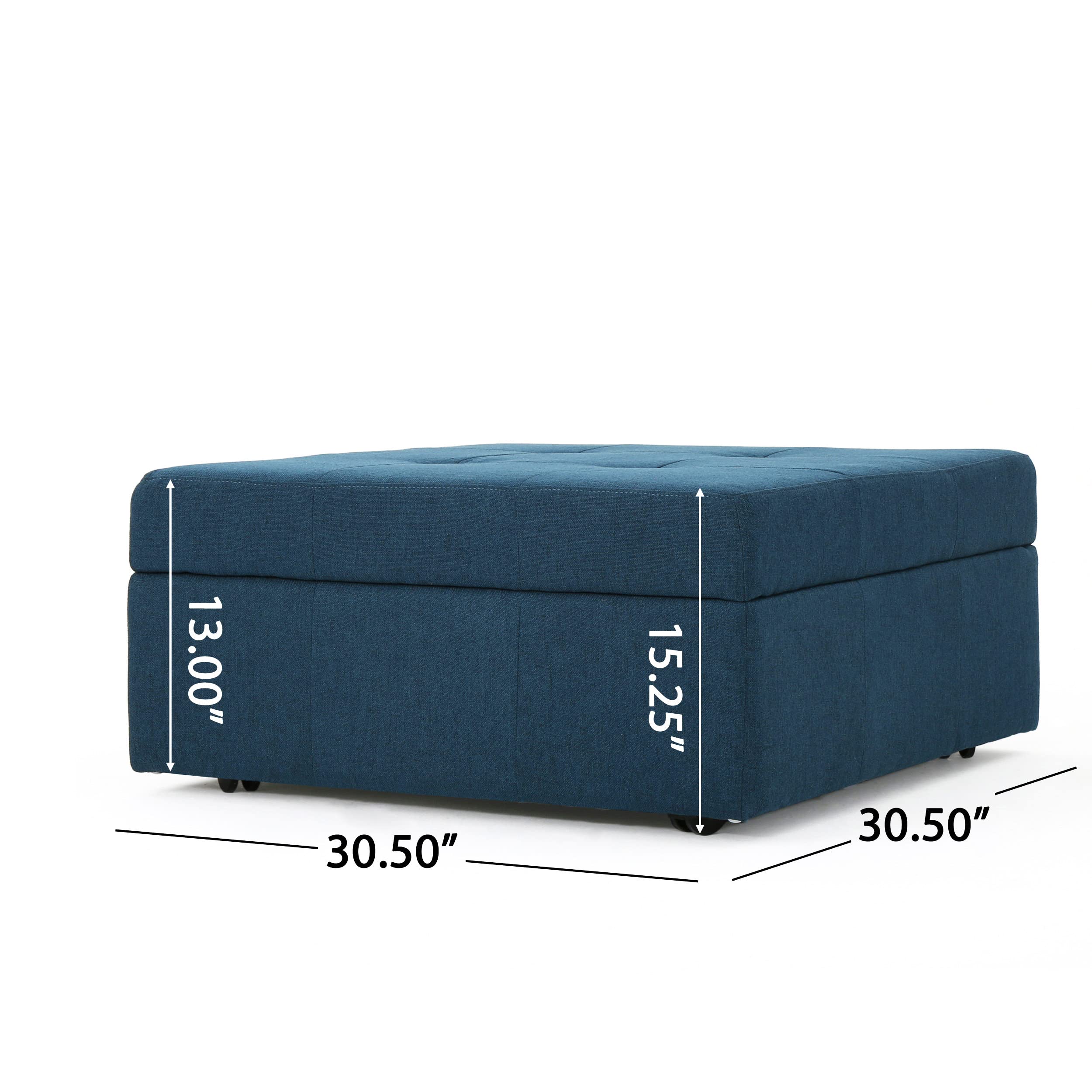 Christopher Knight Home Chatsworth Fabric Storage Ottoman, Navy Blue 30.5' L x 30.5' W x 15.25' H