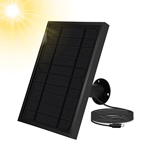 5W Solar Panel for Wireless Outdoor Security Camera, Continuously Power for Rechargeable Battery Camera,IP65 Waterproof Metal Shell, 5V USB Solar Panel with Micro USB Port (Solar Panel)