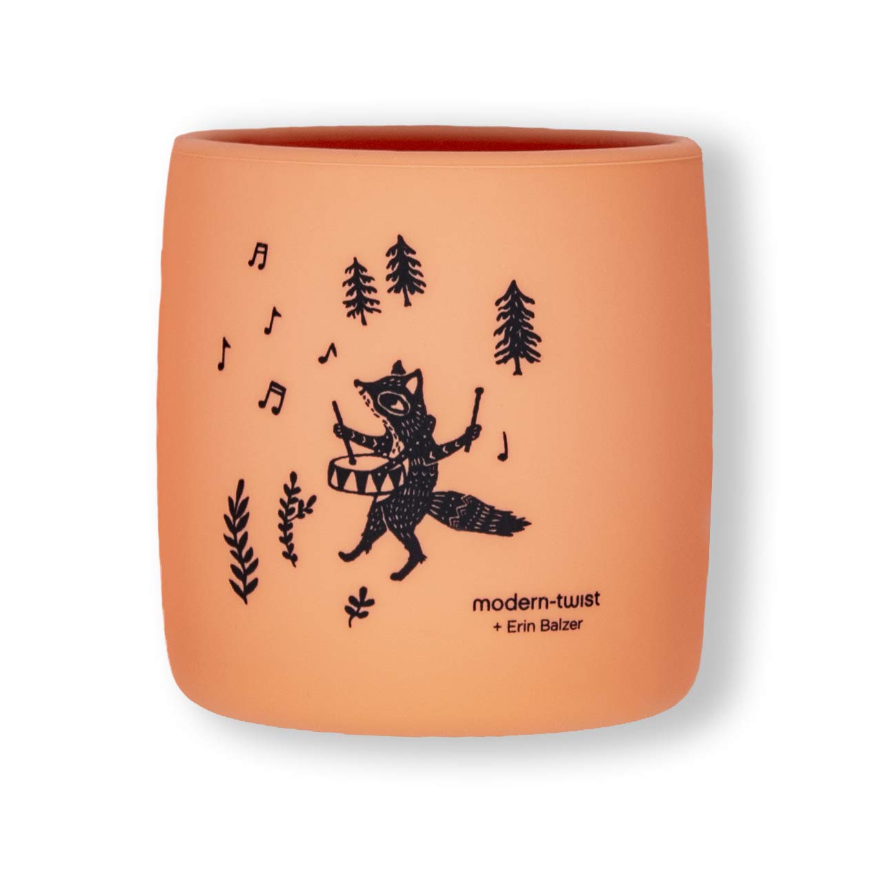 modern-twist Sip Set, Food-Grade Silicone, Waterproof, Dishwasher, Freezer Safe, Reusable Cups β Orange Fox Family, Pack of 2