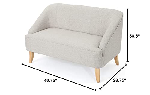 Christopher Knight Home Justus Mid-Century Modern Fabric Loveseat, Beige / Natural
